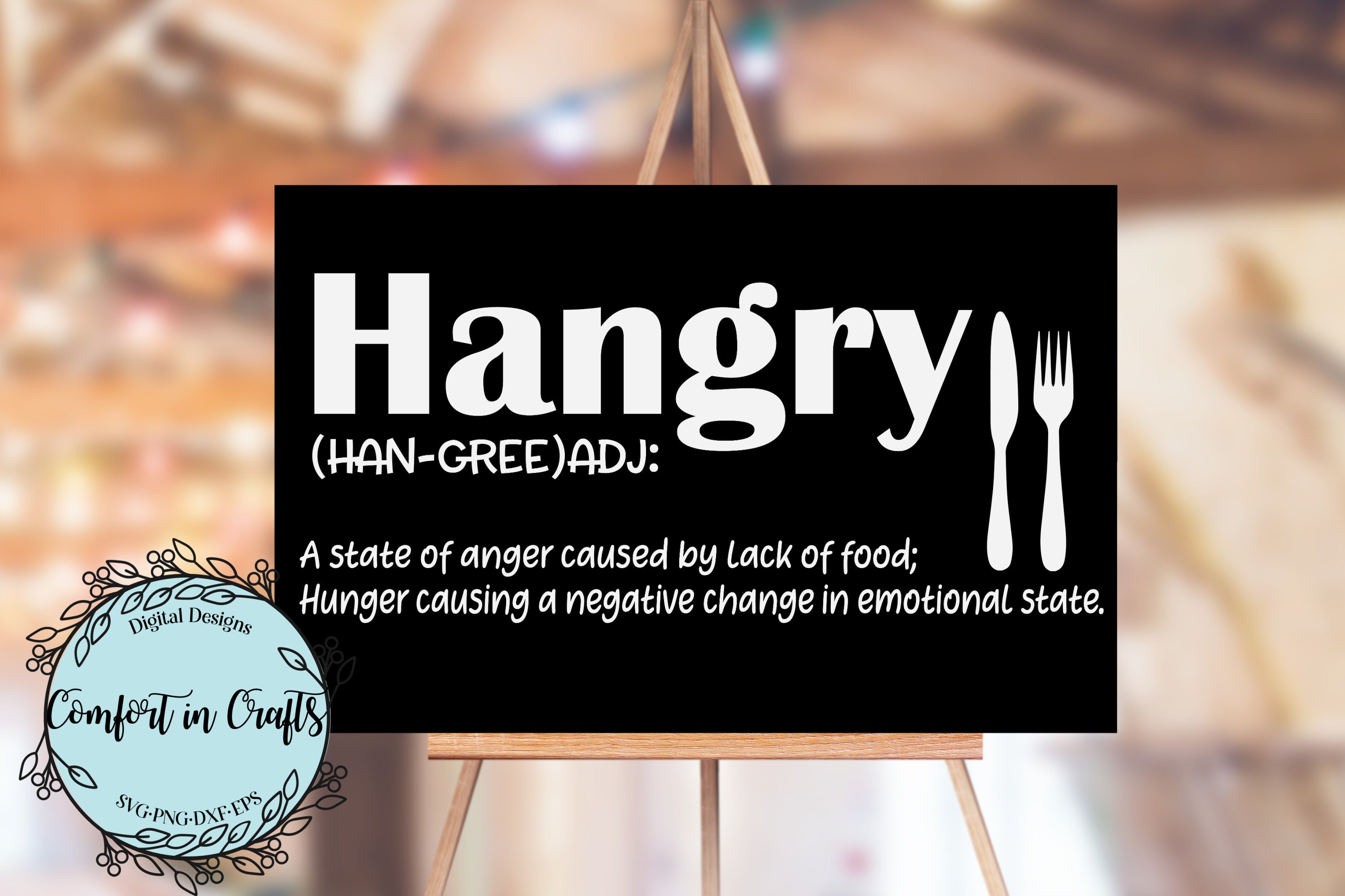 Hangry SVG Angry Hunger SVG Knife and Fork SVG Wood Sign Kitchen Design ...