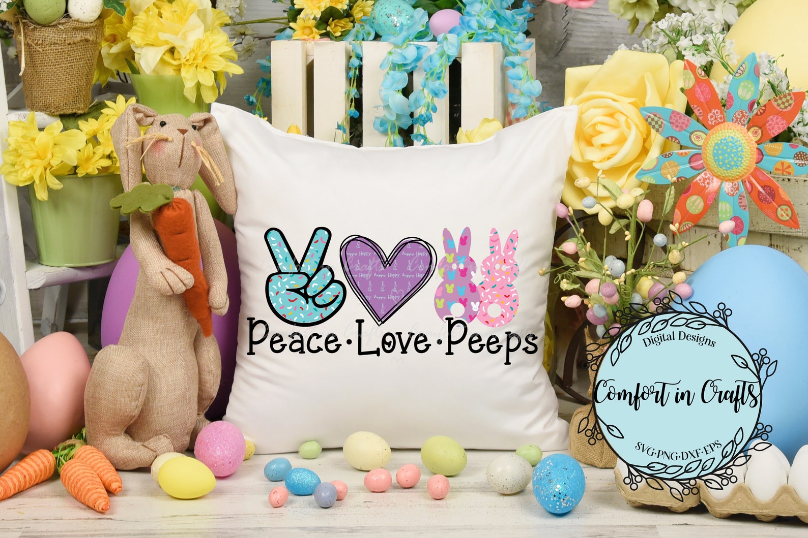 Peace Love Peeps SVG Easter SVG Marshmallow Bunnies SVG Easter - Etsy