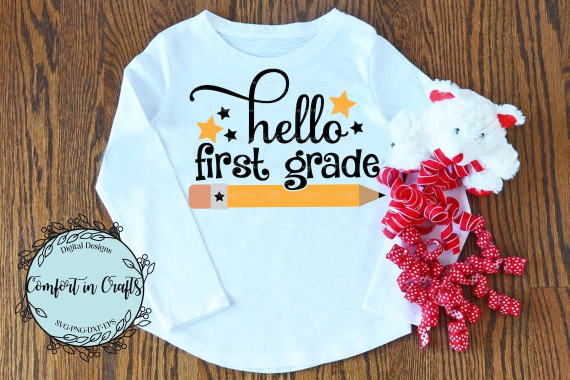 Hello First Grade SVG Back to School SVG Child T-shirt Design - Etsy