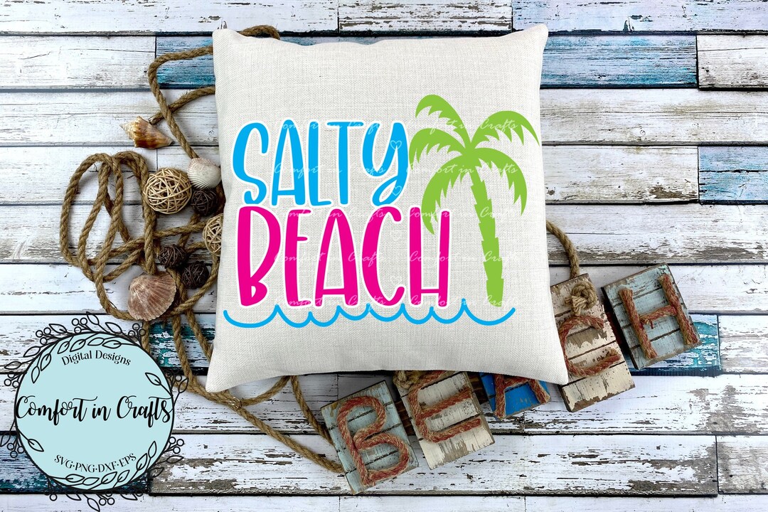 Salty Beach SVG and Sublimation Design, Palm Tree, Ocean Life, Summer ...