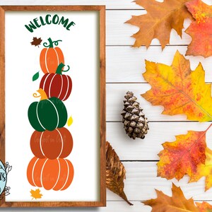 Pumpkin Stack Vertical Welcome SVG - Etsy