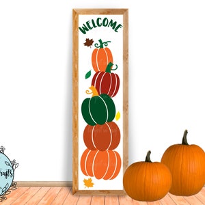 Pumpkin Stack Vertical Welcome SVG - Etsy