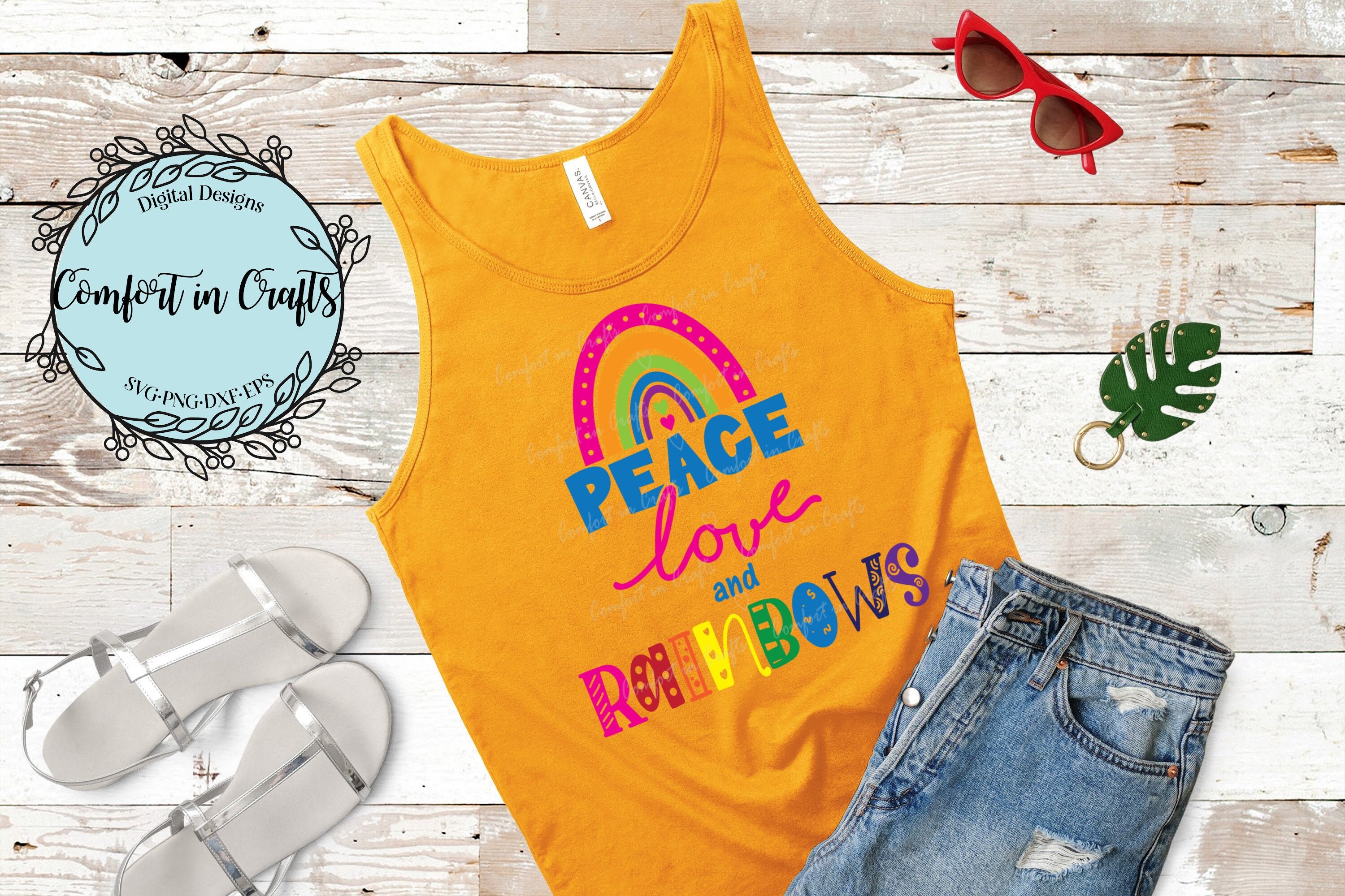 Peace Love Rainbows SVG Rainbow Design SVG Hearts SVG T-shirt - Etsy