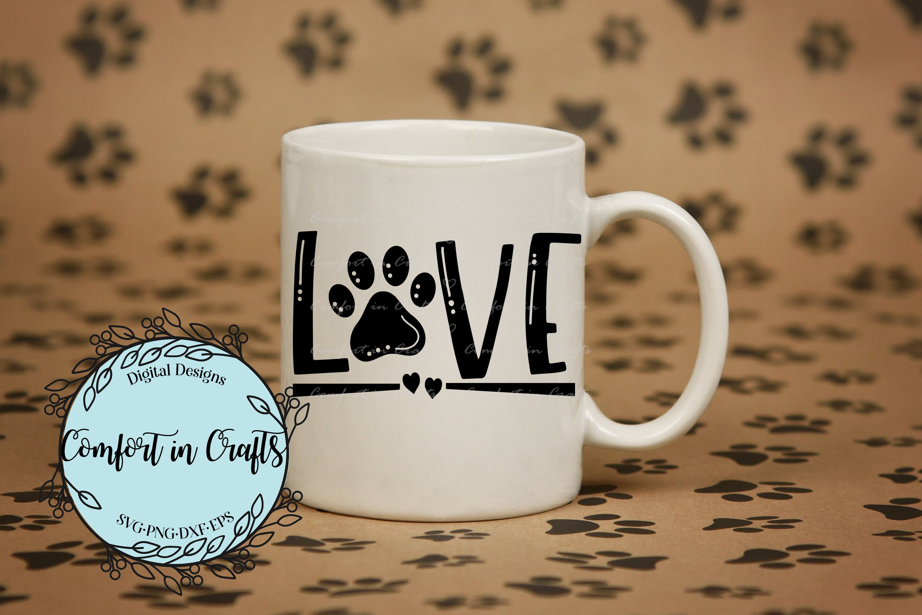 Dog Love SVG and Sublimation Design, Paw Print, Dog Mom, Love a Pet ...