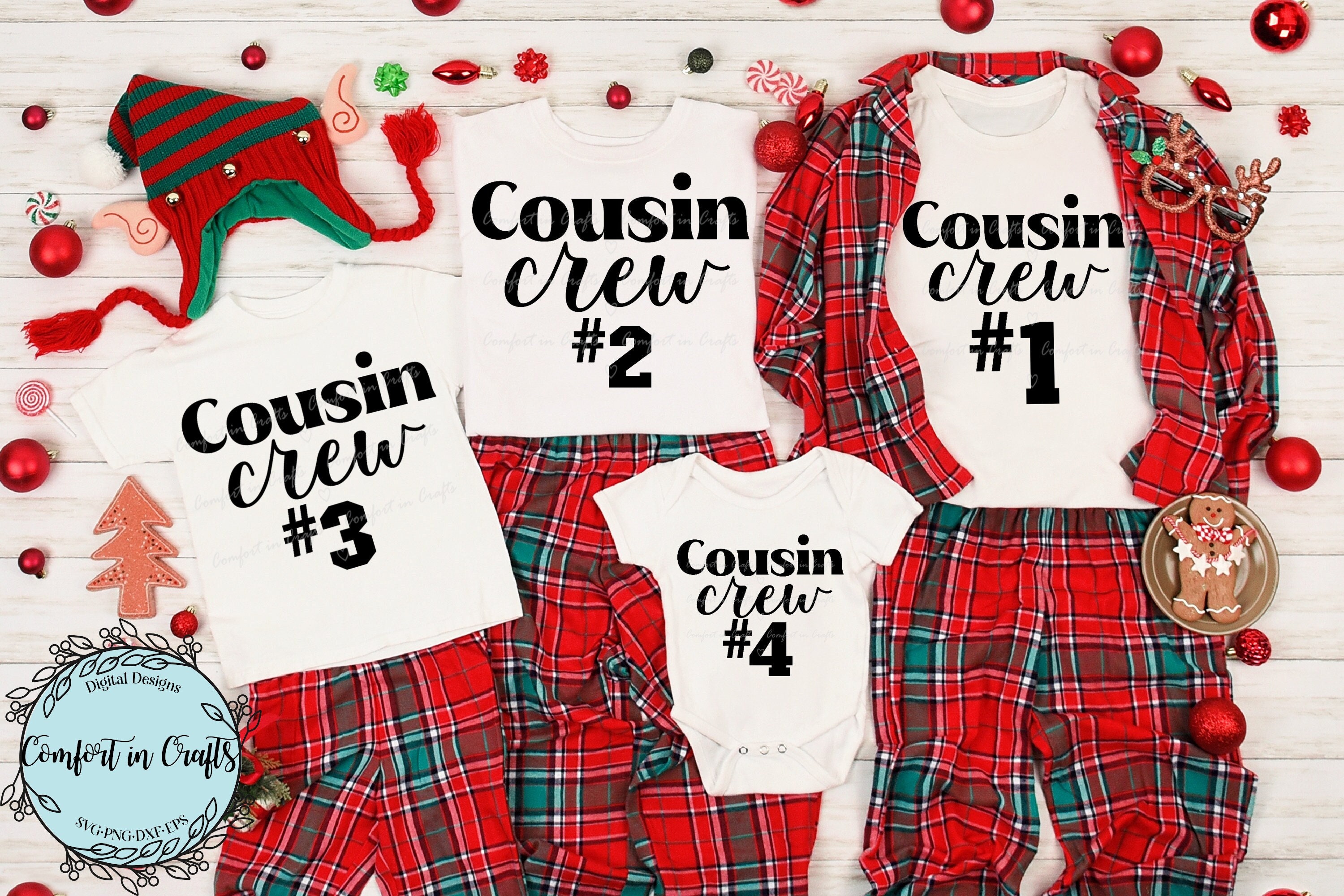 Cousin Crew SVG Kid Squad SVG Family Reunion SVG Numbers Svg Pajama Top ...