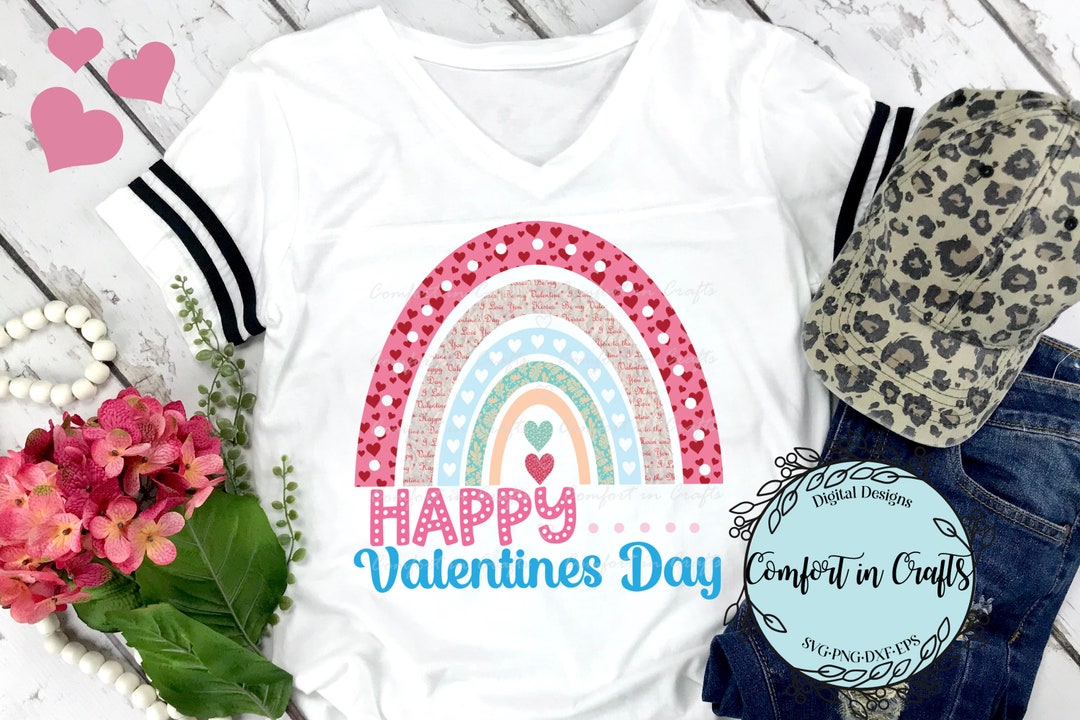 Valentine Rainbow SVG Happy Valentines Day SVG Heart Print Rainbow PNG ...