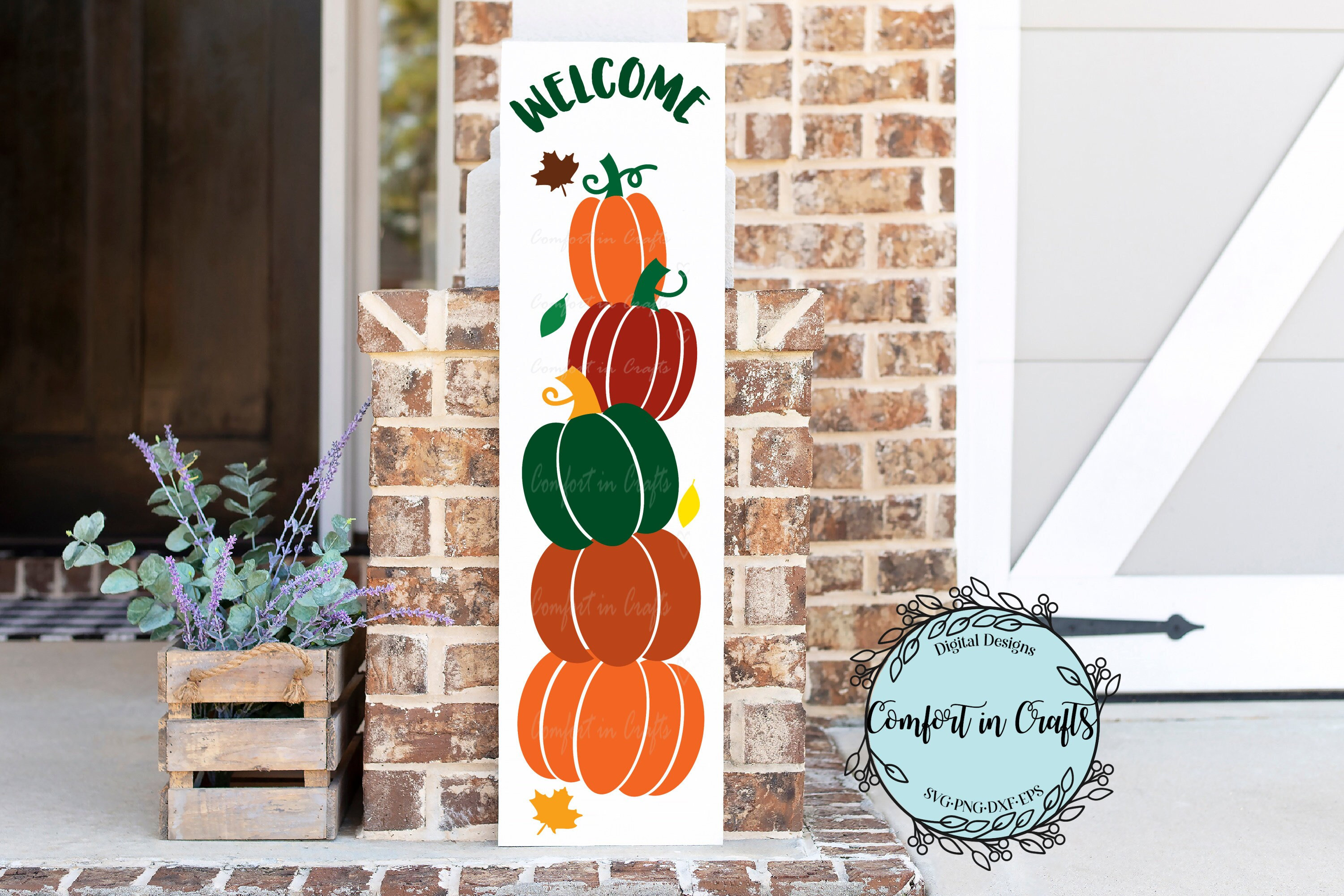 Pumpkin Stack Vertical Welcome SVG - Etsy