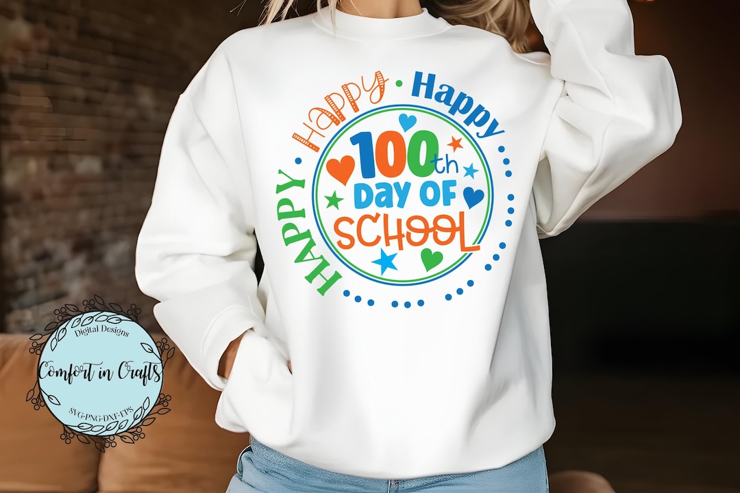 Happy 100th Day of School SVG and Sublimation Design, Teacher, Student ...