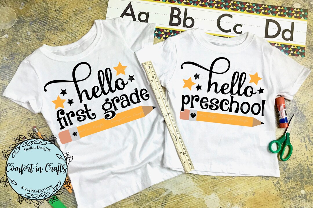 Hello First Grade SVG Back to School SVG Child T-shirt Design School ...