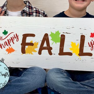 Happy Fall Y'all SVG Vertical Sign SVG Horizontal Design Autumn Leaves ...