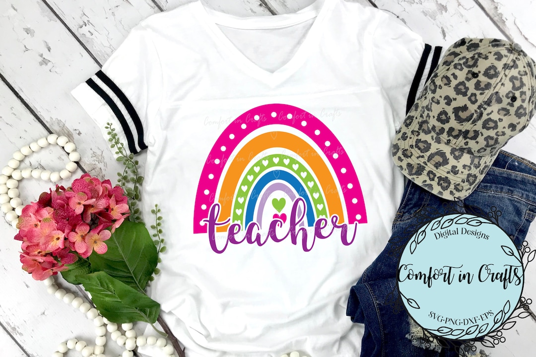 Teacher Rainbow SVG Teacher SVG Educator T-shirt Design Sublimation ...