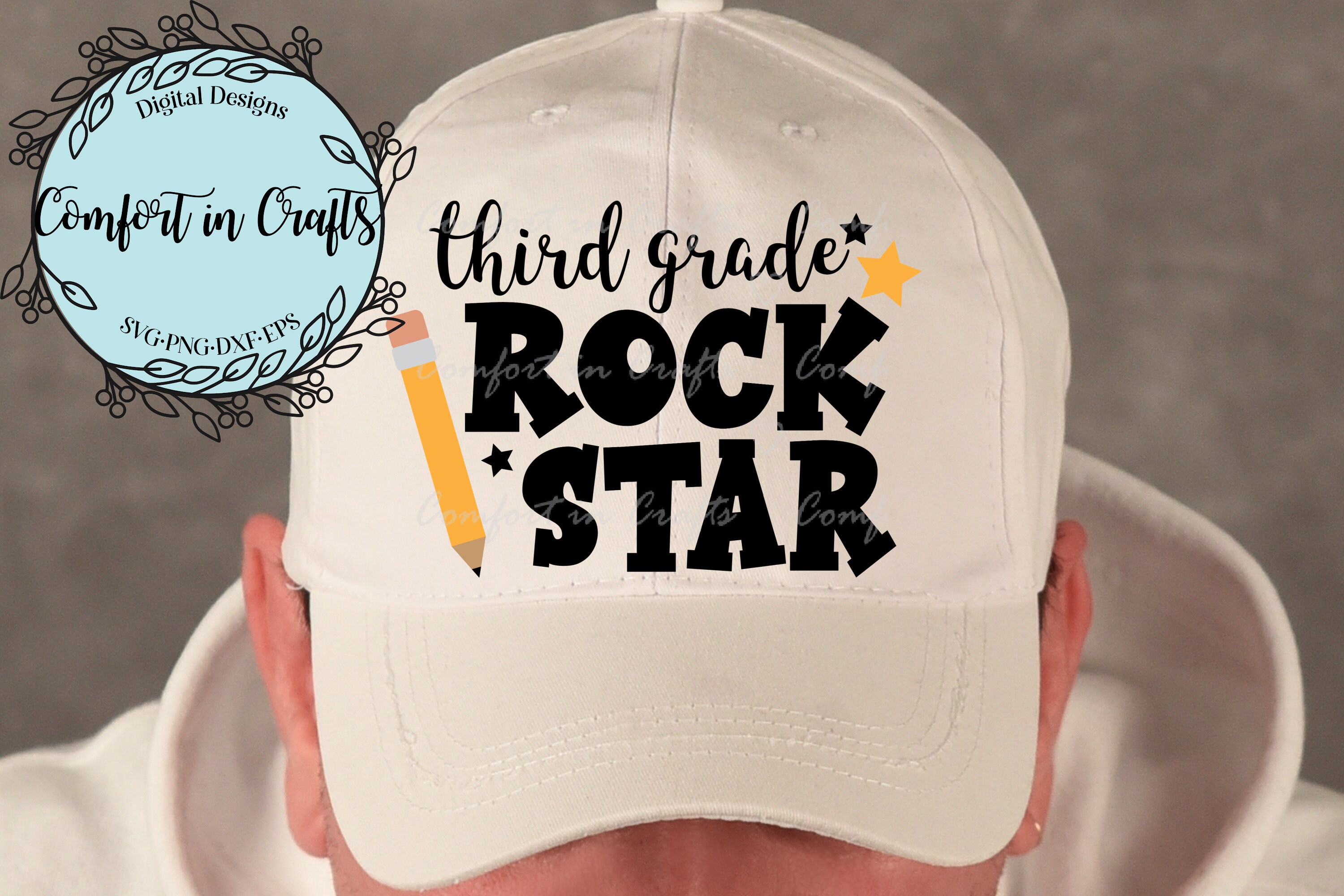 Third Grade Rock Star SVG and Sublimation Design, Back to School, Pencil, 3rd Grader, School T ...