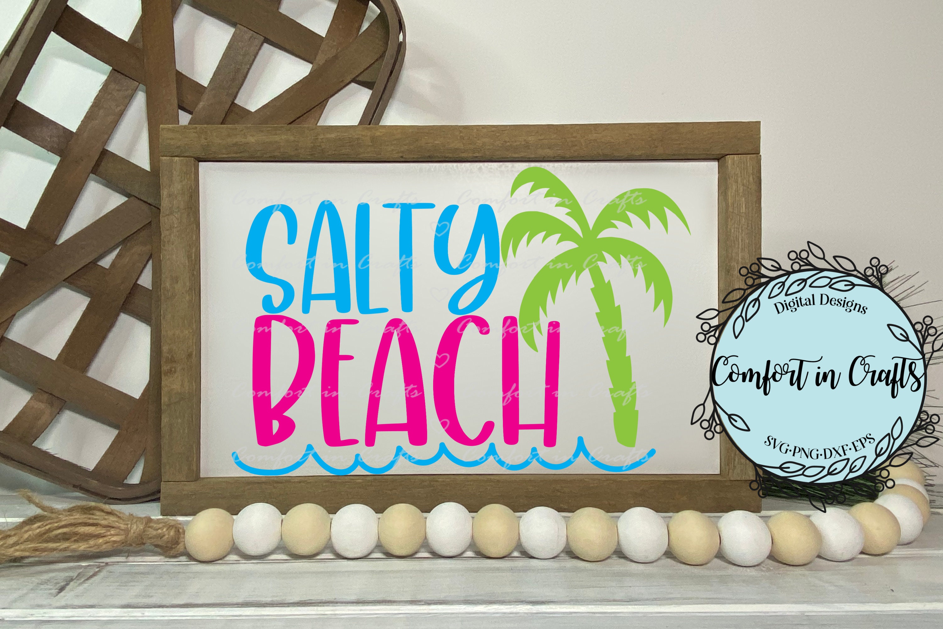 Salty Beach SVG and Sublimation Design, Palm Tree, Ocean Life, Summer ...