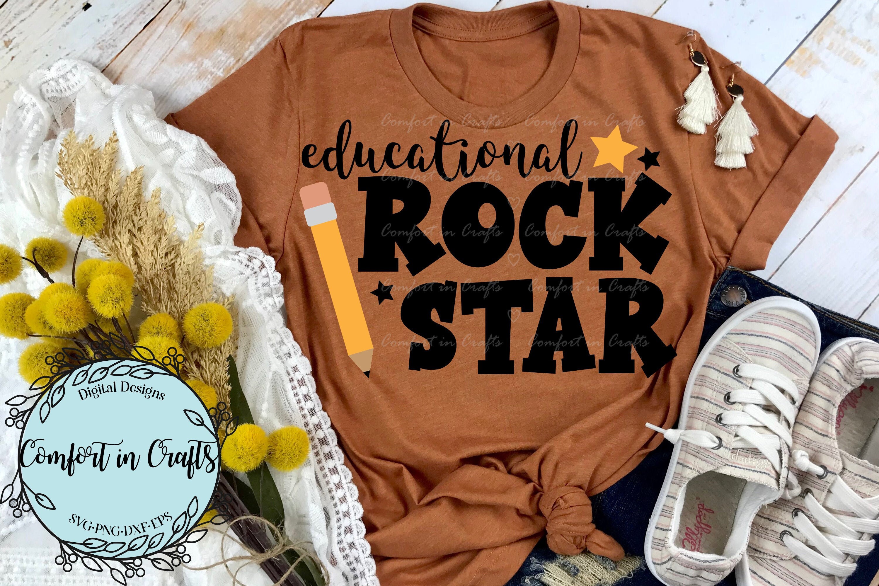 Educational Rock Star SVG Teacher SVG T-shirt Design Tote Bag - Etsy Canada