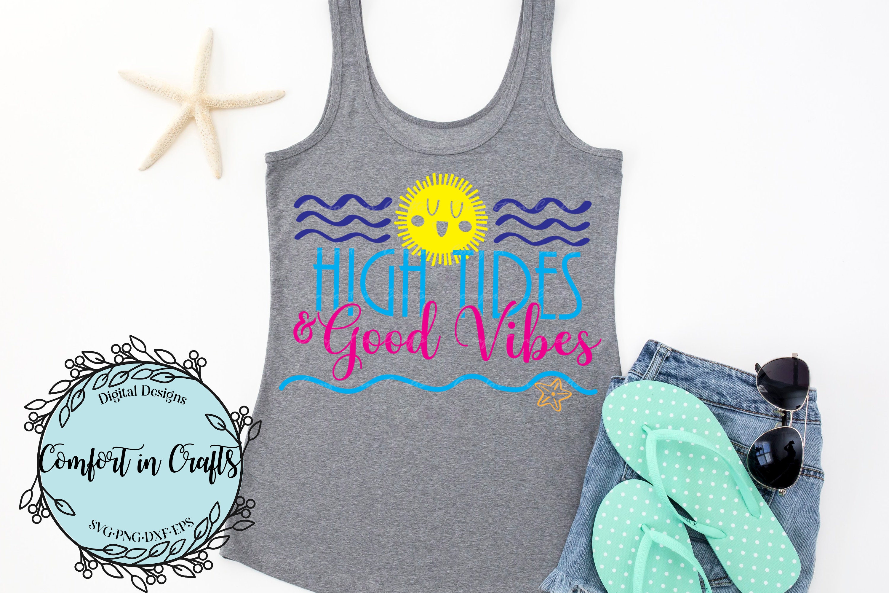 High Tides Good Vibes SVG Beach Design SVG Summer Sun SVG - Etsy
