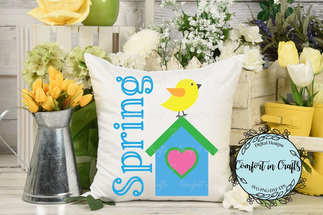 Spring Bird House SVG Yellow Bird SVG Springtime SVG T-shirt Design ...