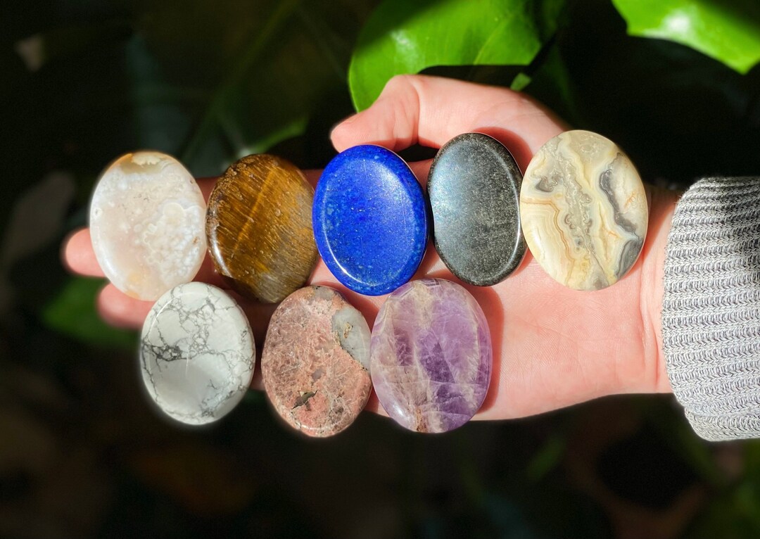 Crystal Worry Stone | Worry Stone Crystal, Smooth Finish, Flower Agate ...