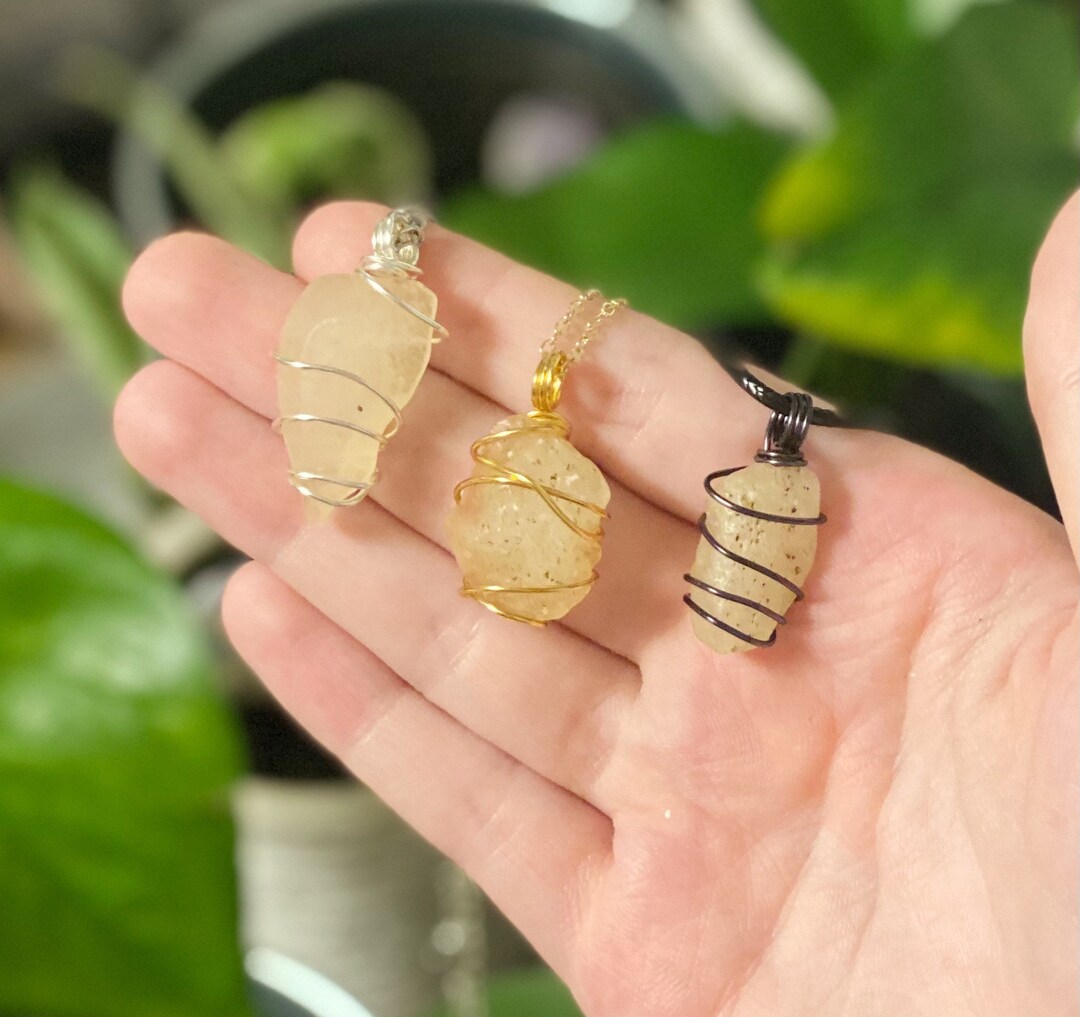 Libyan Desert Glass Necklace - Handmade, Authentic Wire Wrapped ...