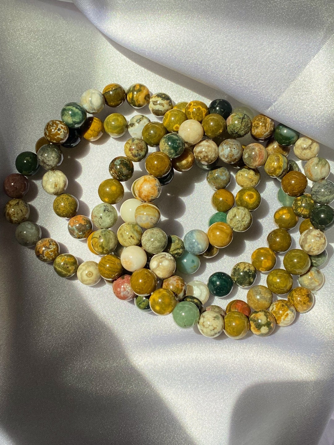 Pulsera de jaspe oceánico cuentas de 8 mm / jaspe de mar, colores ...