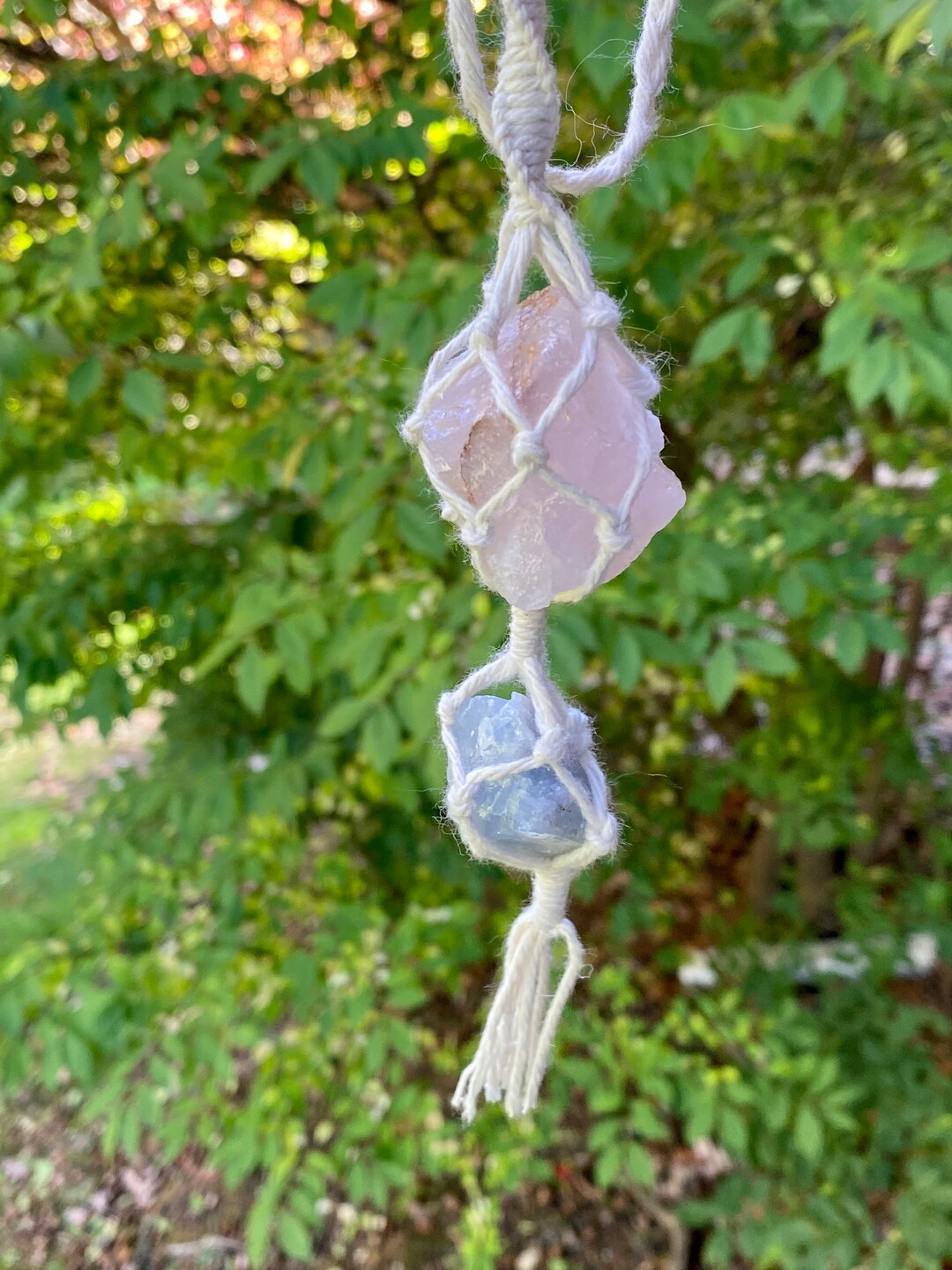 Macrame Crystal Holder: Natural Stone Hanger, Energy Protection - Etsy