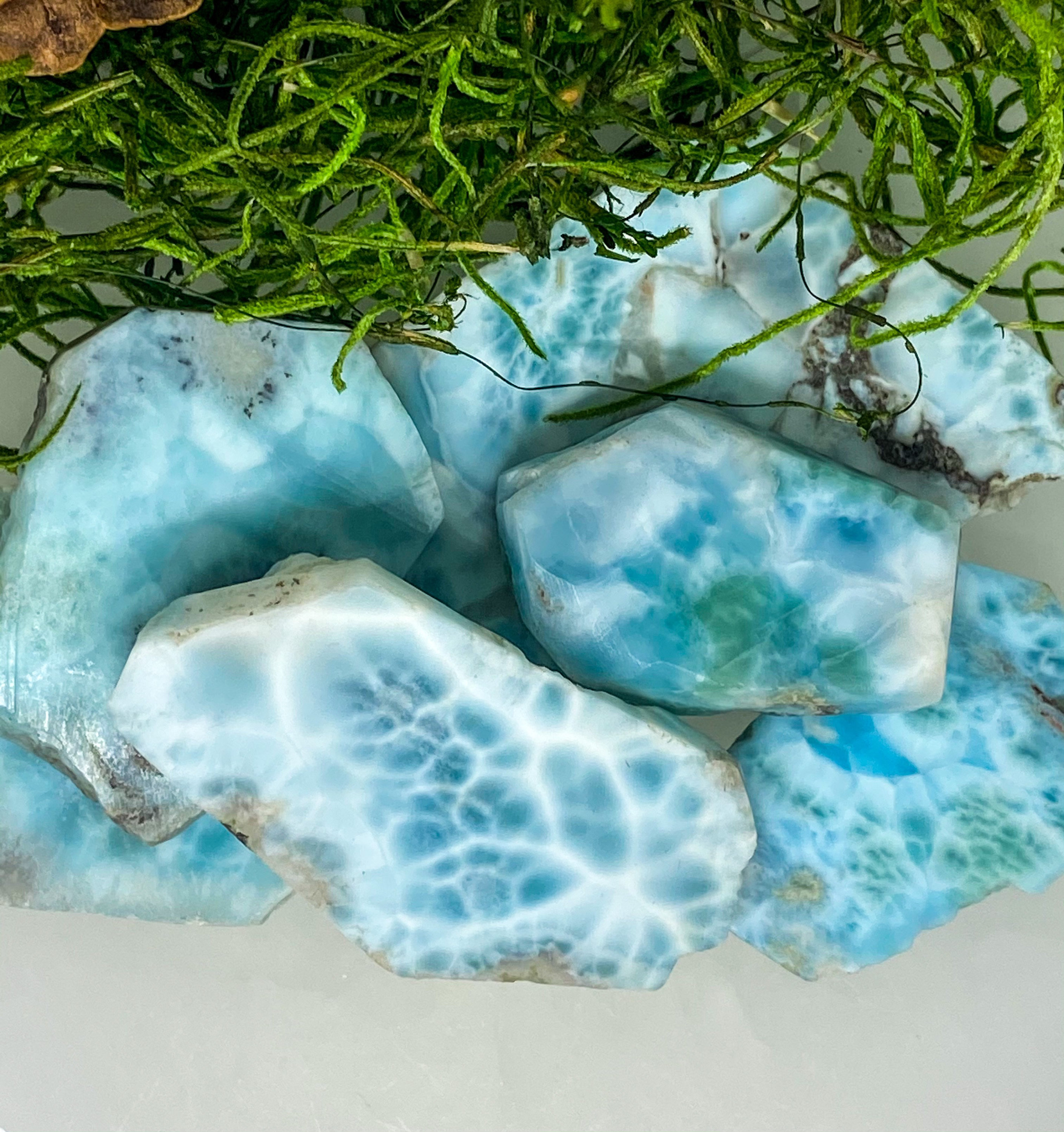 Larimar Slab Partially Polished Larimar Stone Crystal Blue - Etsy