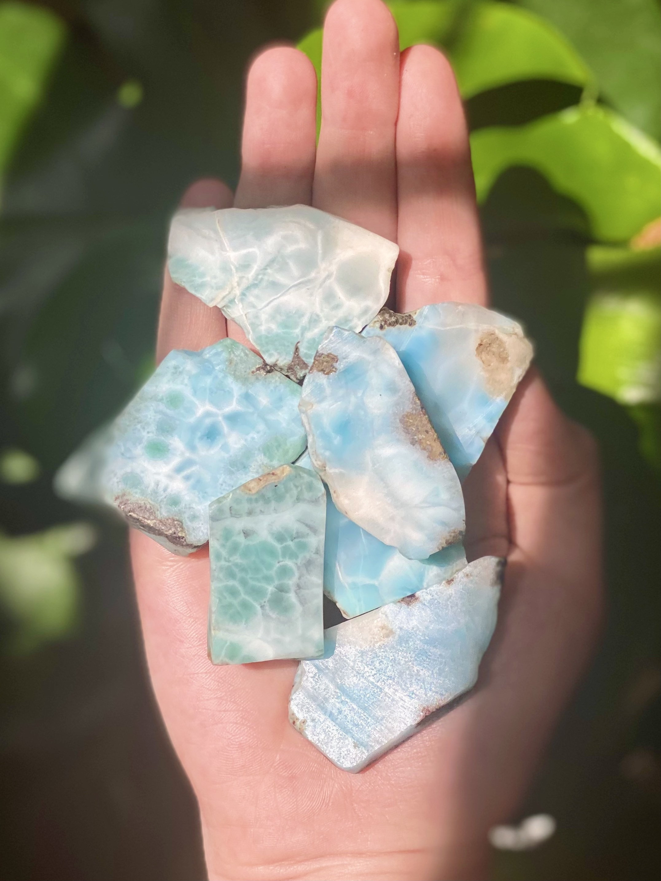 Larimar Slab Partially Polished Larimar Stone Crystal Blue - Etsy