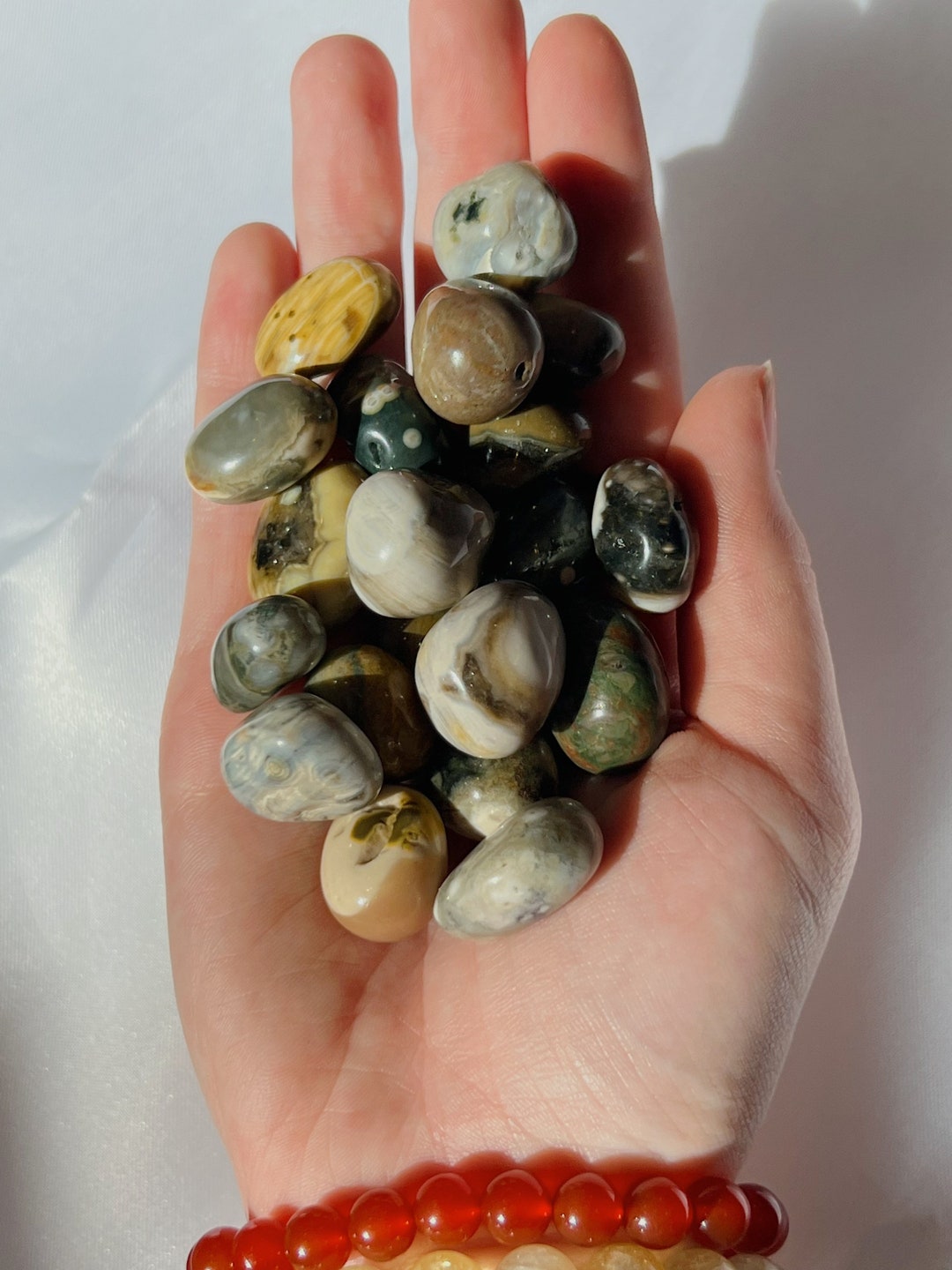 Orbicular Ocean Jasper Mini Tumbles | Sea Jasper Polished Tumble , Orbicular Jasper, OJ - Etsy