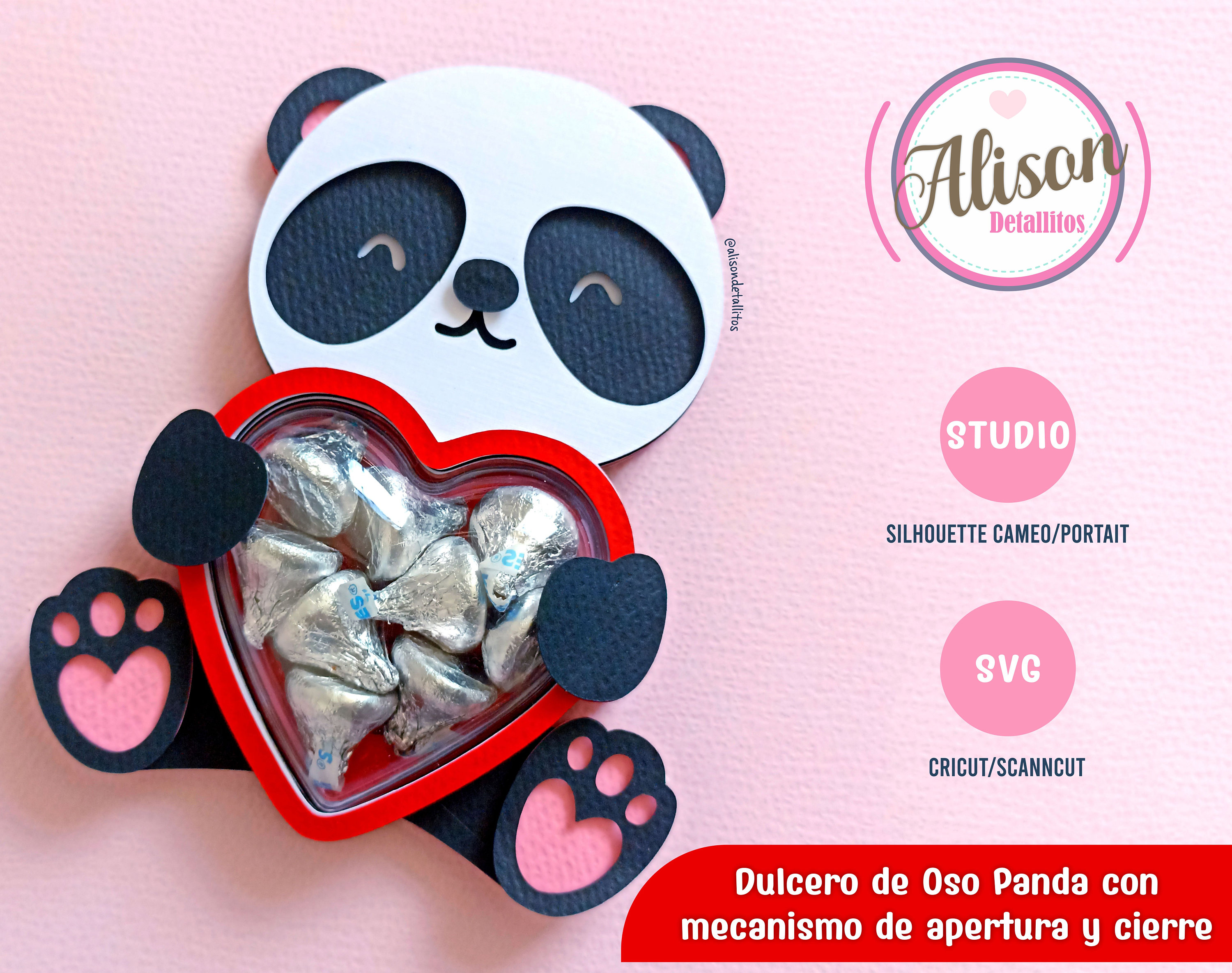 Valentine Panda Candy Holder | Valentine Panda Bear Candy Box Cutting ...