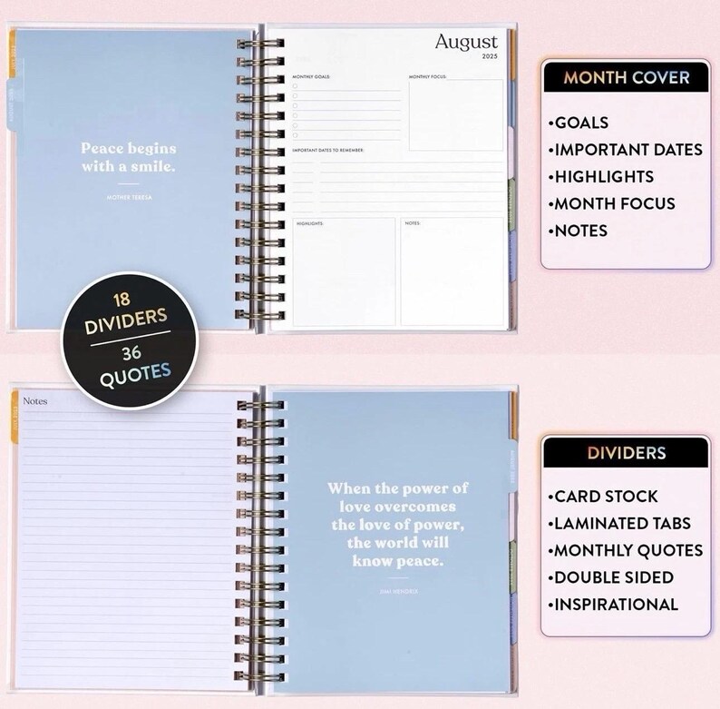 Eccolo Floral Agenda Planner, 2025-2026 Monthly Weekly, 8x7 - Etsy