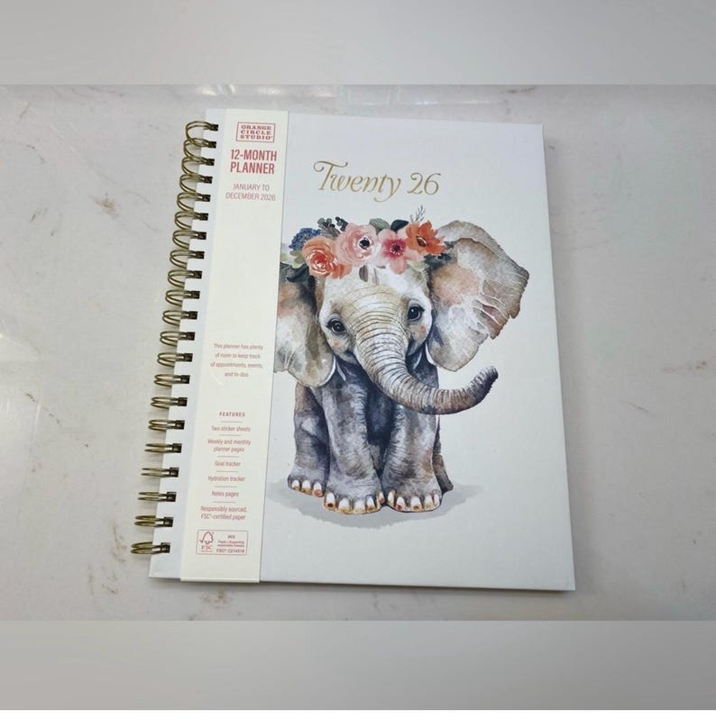 2026 Monthly Planner 12 Months Planner Orange Circle Studio Elephant ...