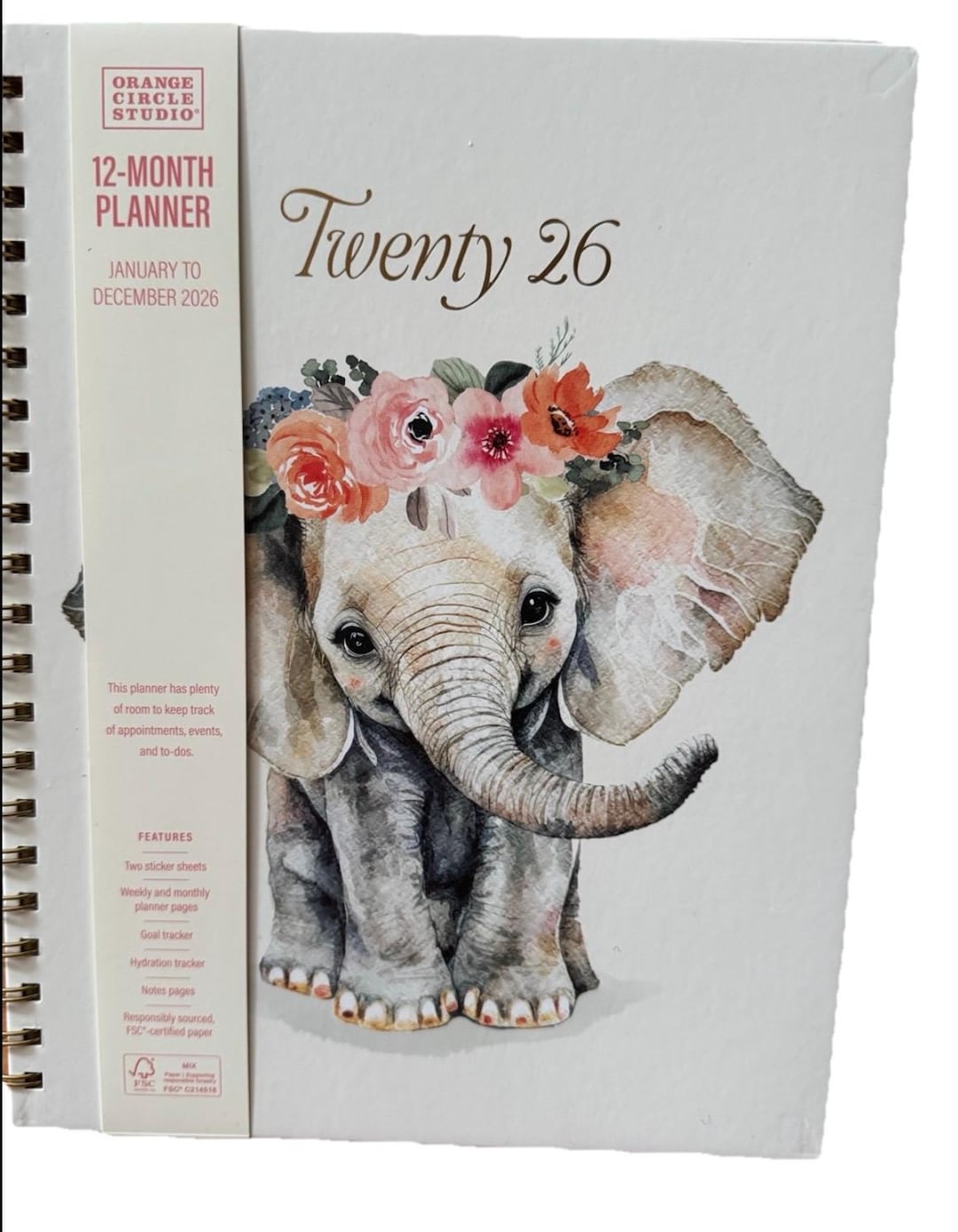 2026 Monthly Planner 12 Months Planner Orange Circle Studio Elephant ...