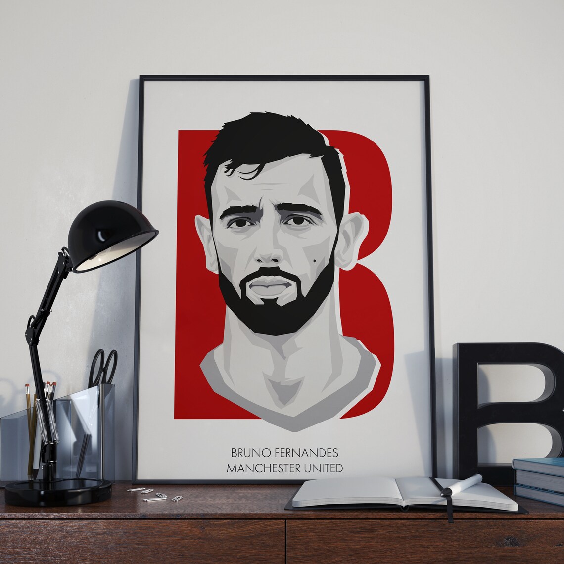 Bruno Fernandes A3 Poster - Illustration, United, Manchester, Bruno ...
