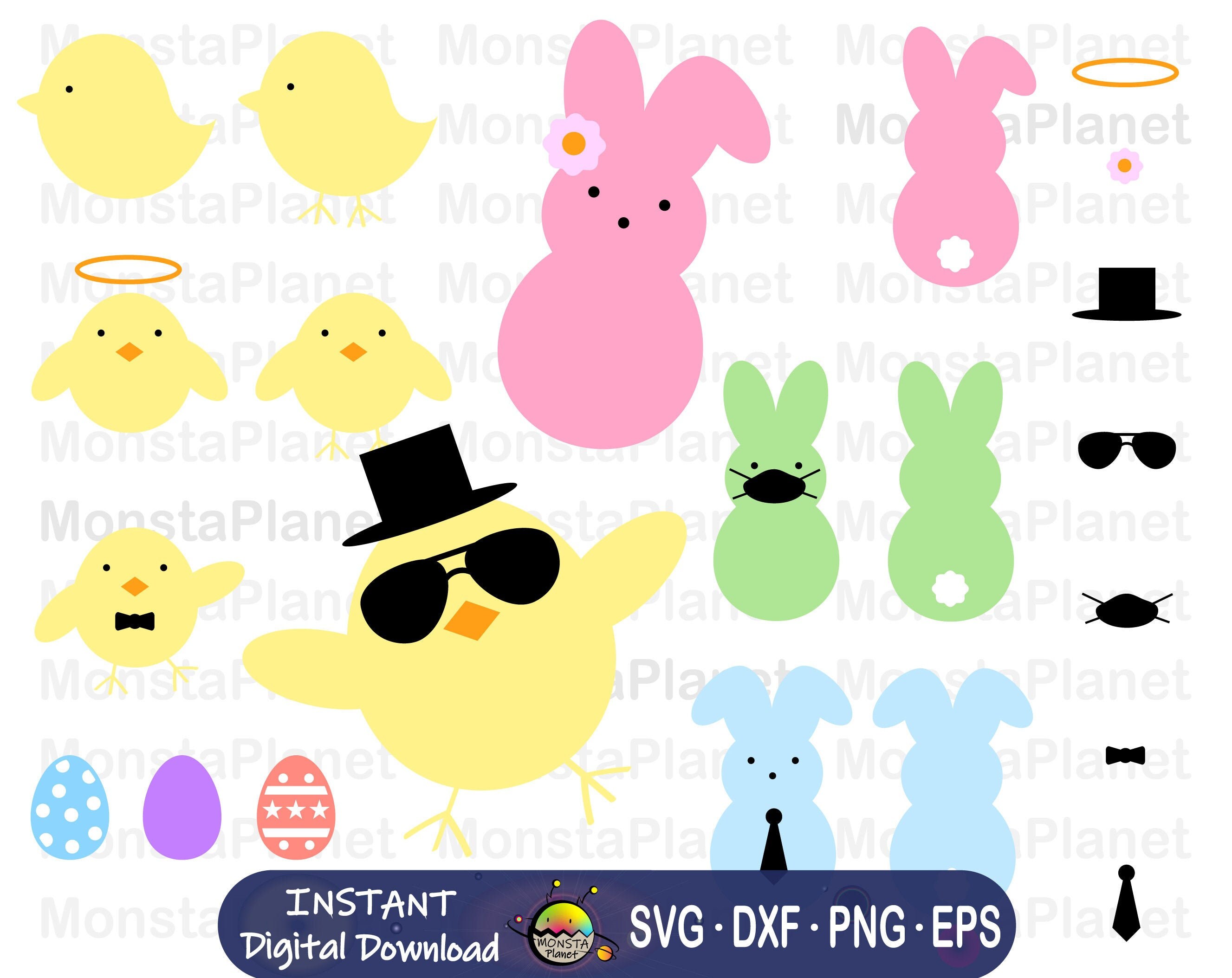 Marshmallow Chick and Bunny Bundle SVG, Easter Peeps SVG, Cute ...