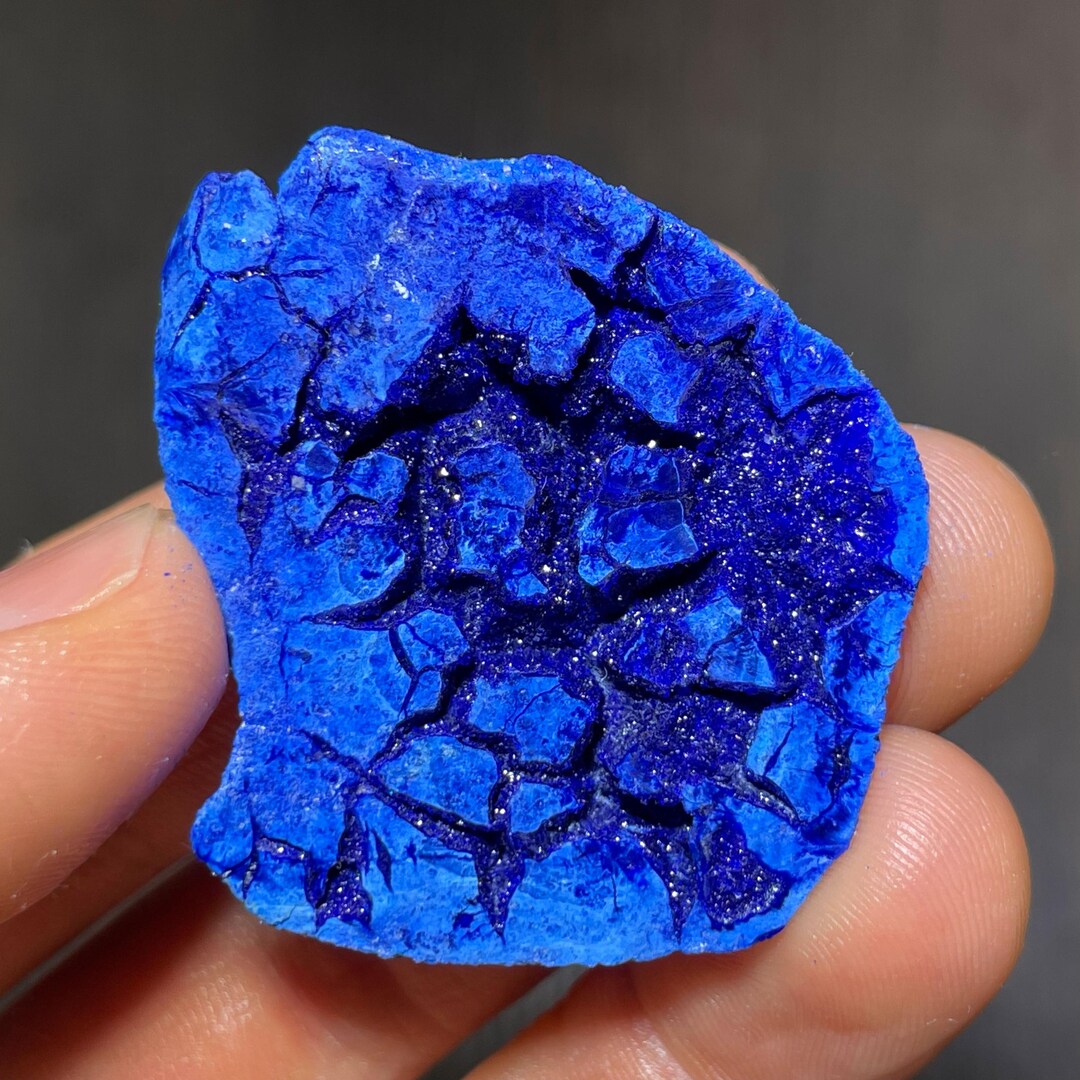 Vibrant Blue Crystallized Azurite Geode Half - Polished Azurite ...