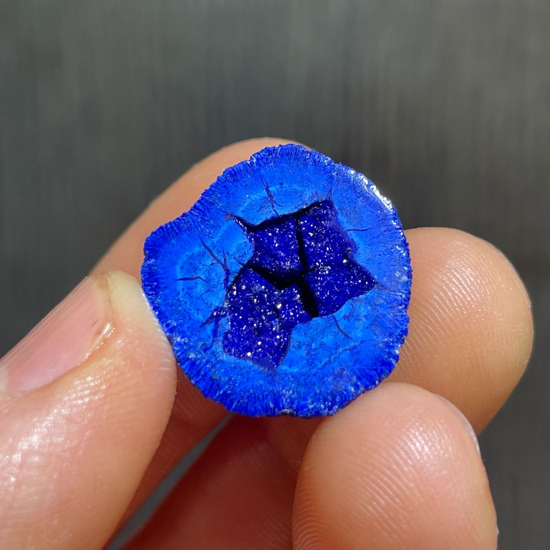Deep Blue Crystallized Azurite Geode Half - Etsy