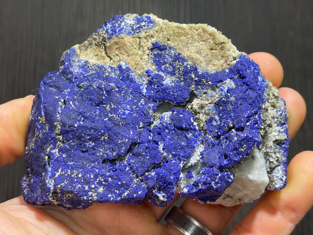 Large Specimen of Deep Blue Lazurite With Calcite and Pyrite Crystals ...