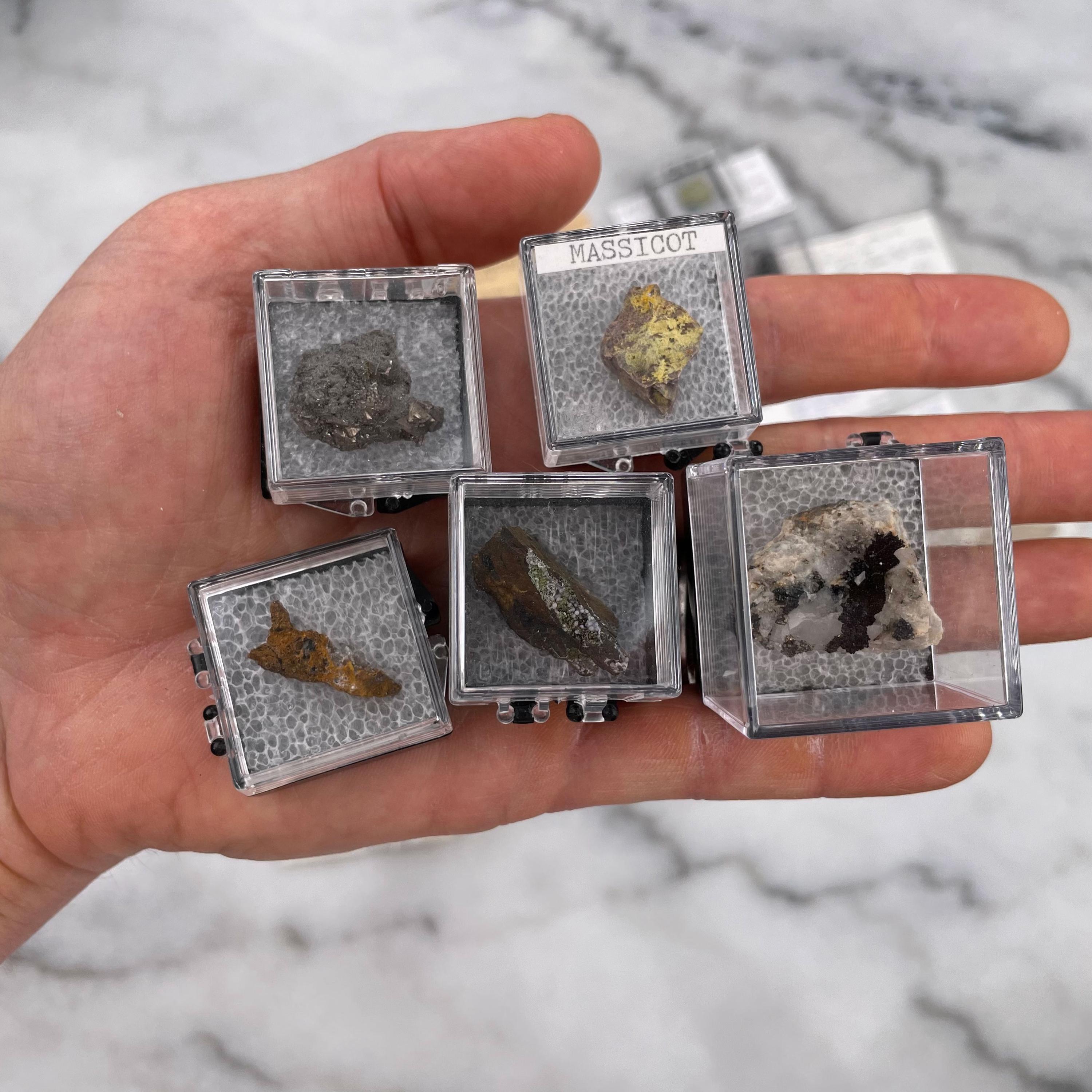 13 Mineral Specimens From an Old Collection With Boxes and Labels ...