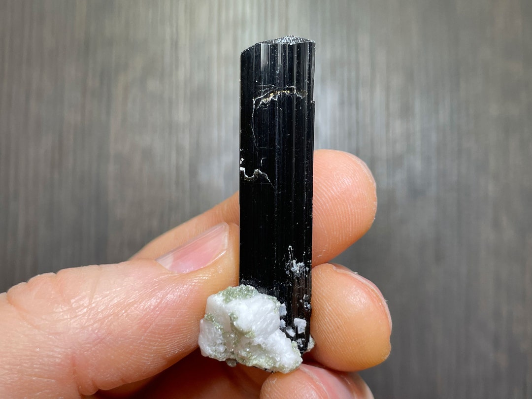 Lustrous Black Tourmaline Schorl Crystal With Feldspar - Etsy