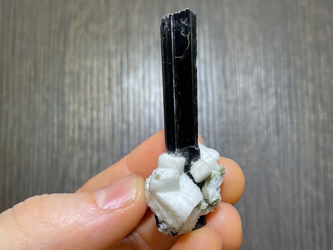 Lustrous Black Tourmaline Schorl Crystal With Feldspar - Etsy
