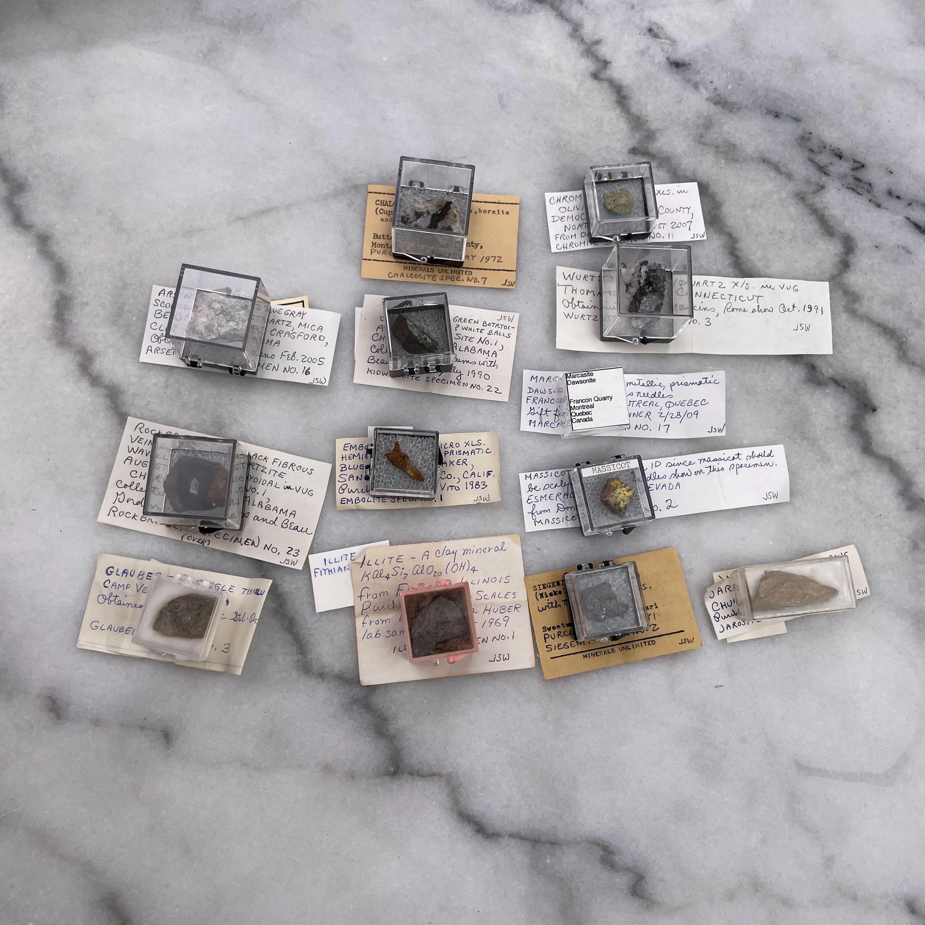 13 Mineral Specimens From an Old Collection With Boxes and Labels ...