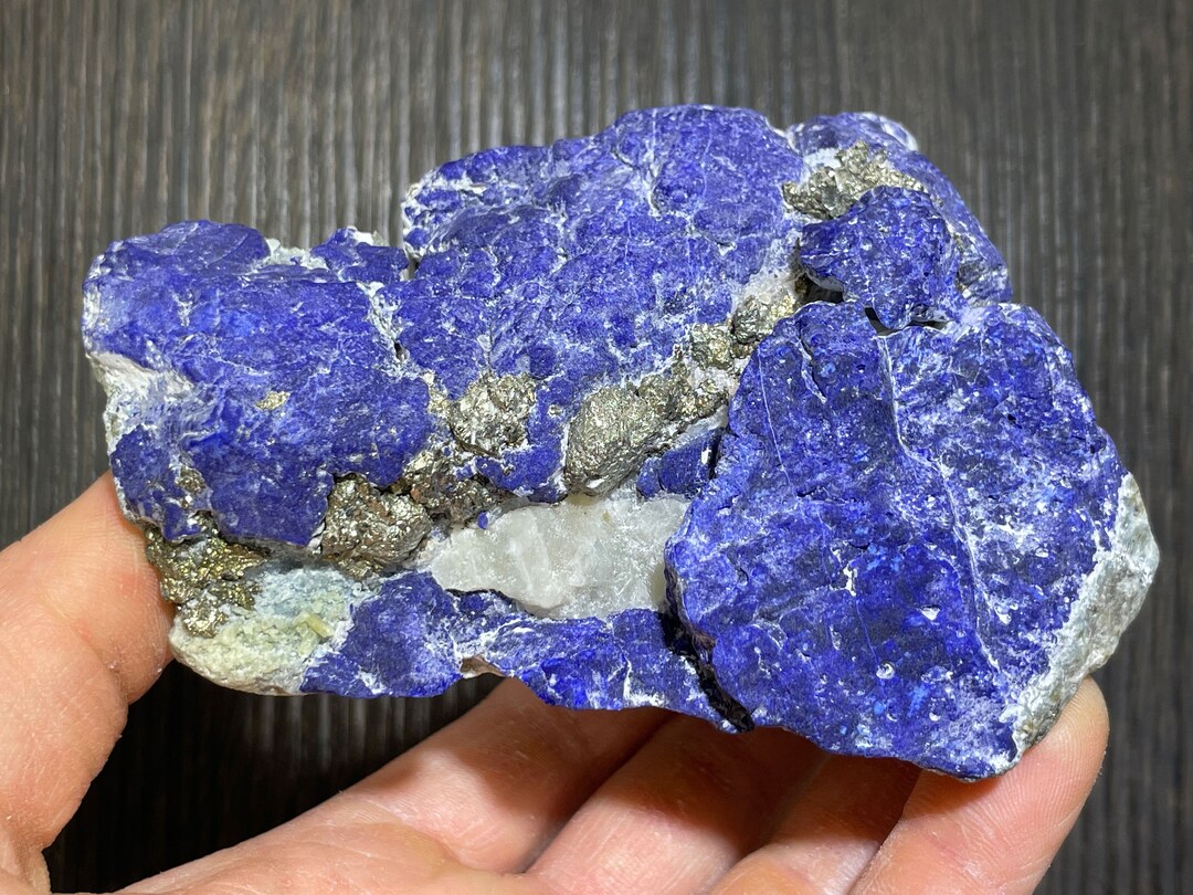 Large Specimen of Deep Blue Lazurite With Calcite and Pyrite Crystals ...