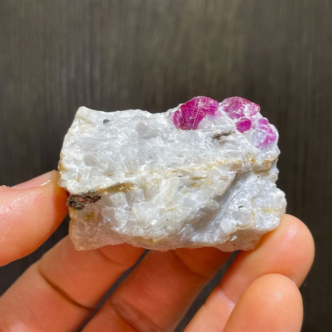 Fluorescent Corundum Var Ruby Crystal on Marble From Pakistan - Etsy