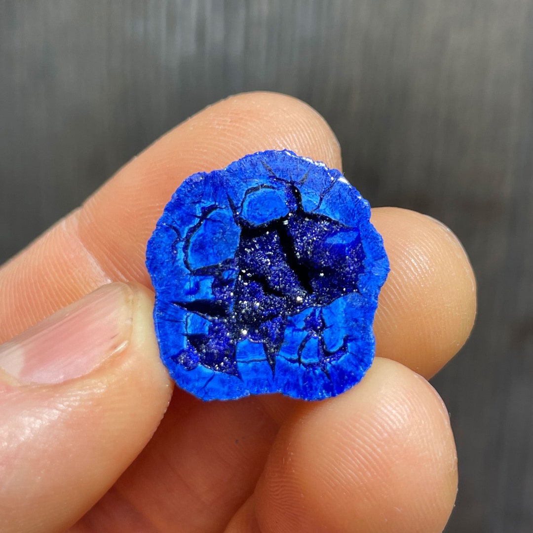 Deep Blue Crystallized Azurite Geode Half - Etsy