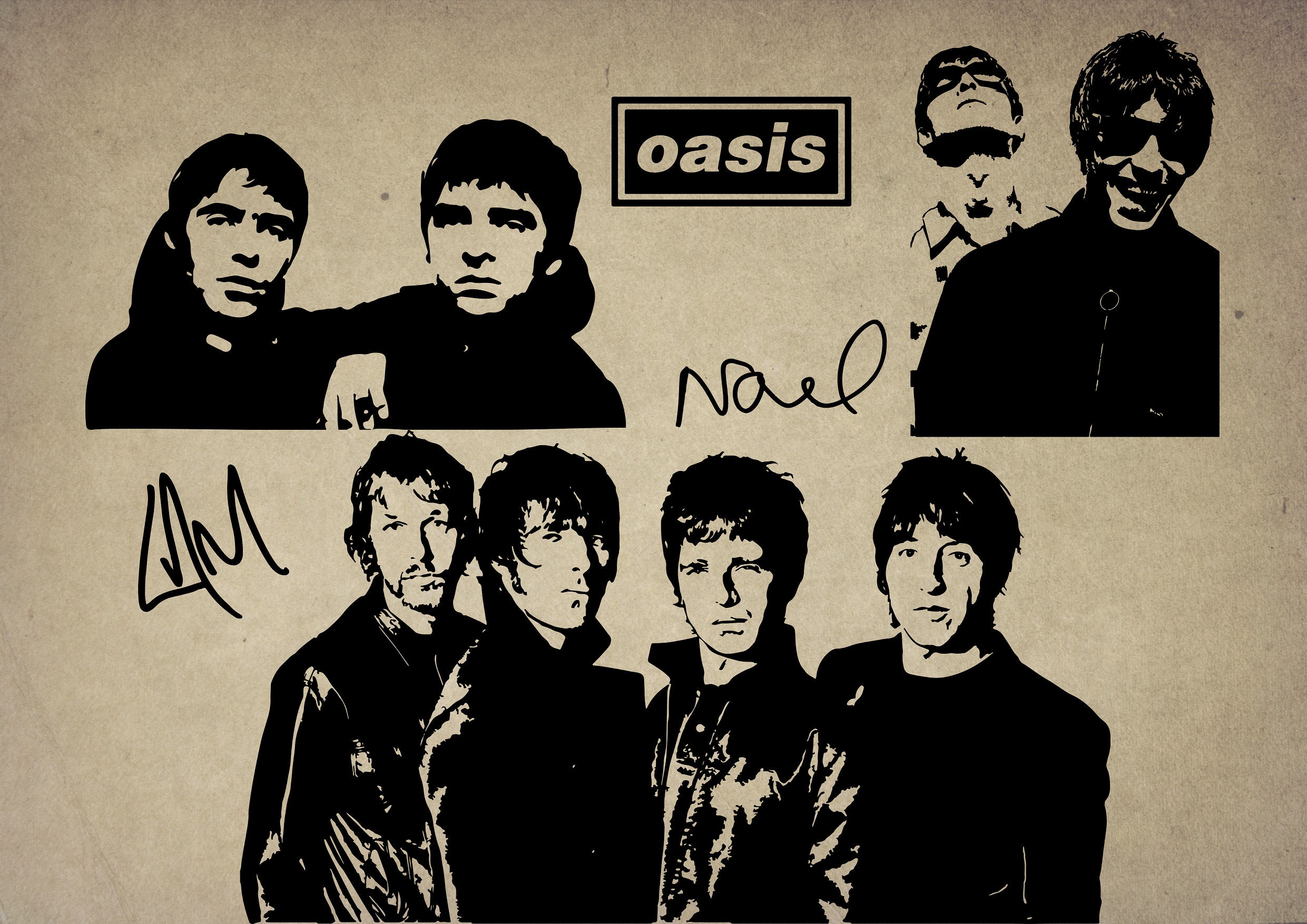 6 Digital SVG PNG JPG Oasis Band silhouette vector clipart | Etsy