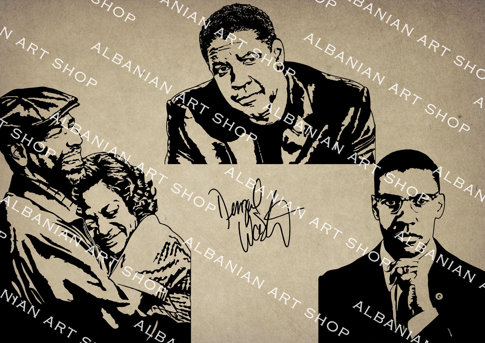 4 Digital SVG PNG JPG Denzel Washington Silhouette Vector - Etsy
