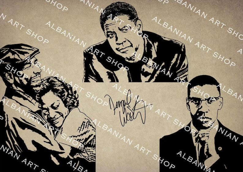 4 Digital SVG PNG JPG Denzel Washington Silhouette Vector - Etsy