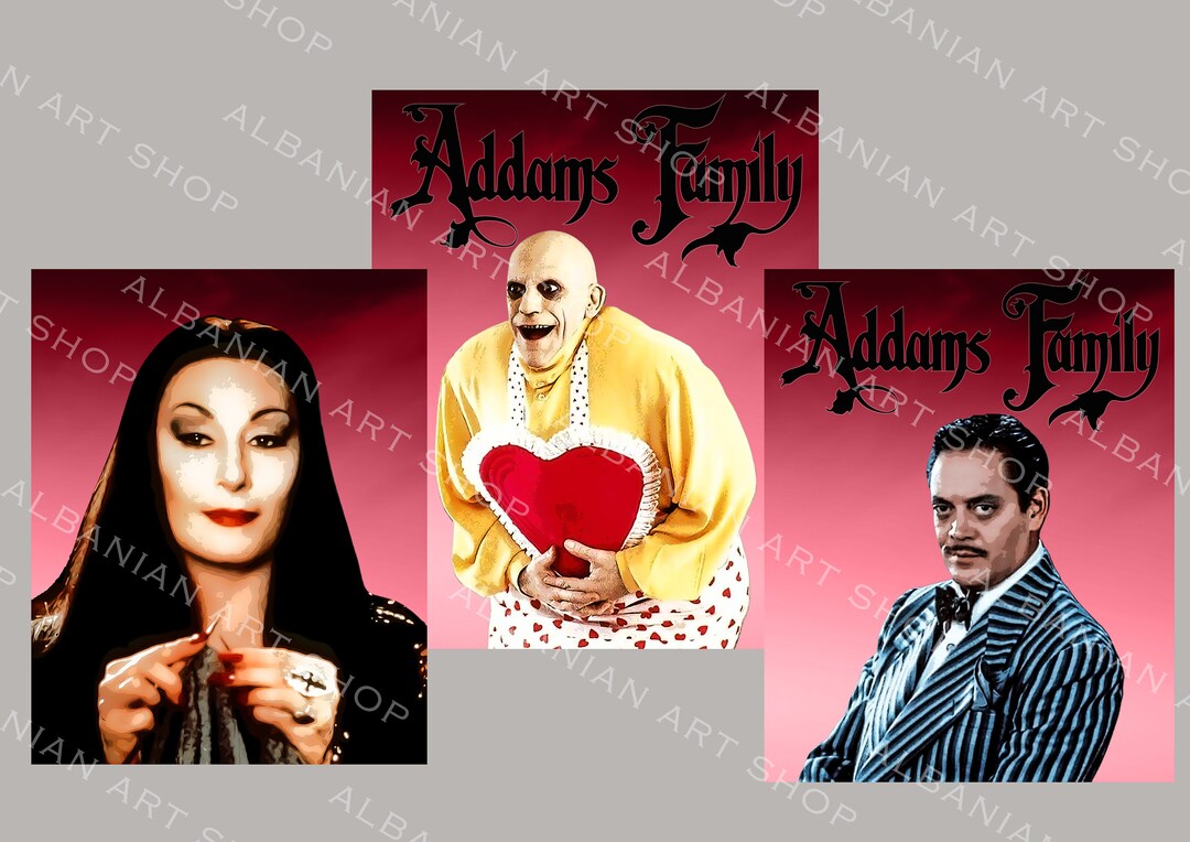 3 Digital Poster PNG the Addams Family Member Morticia and Gomez Addams ...