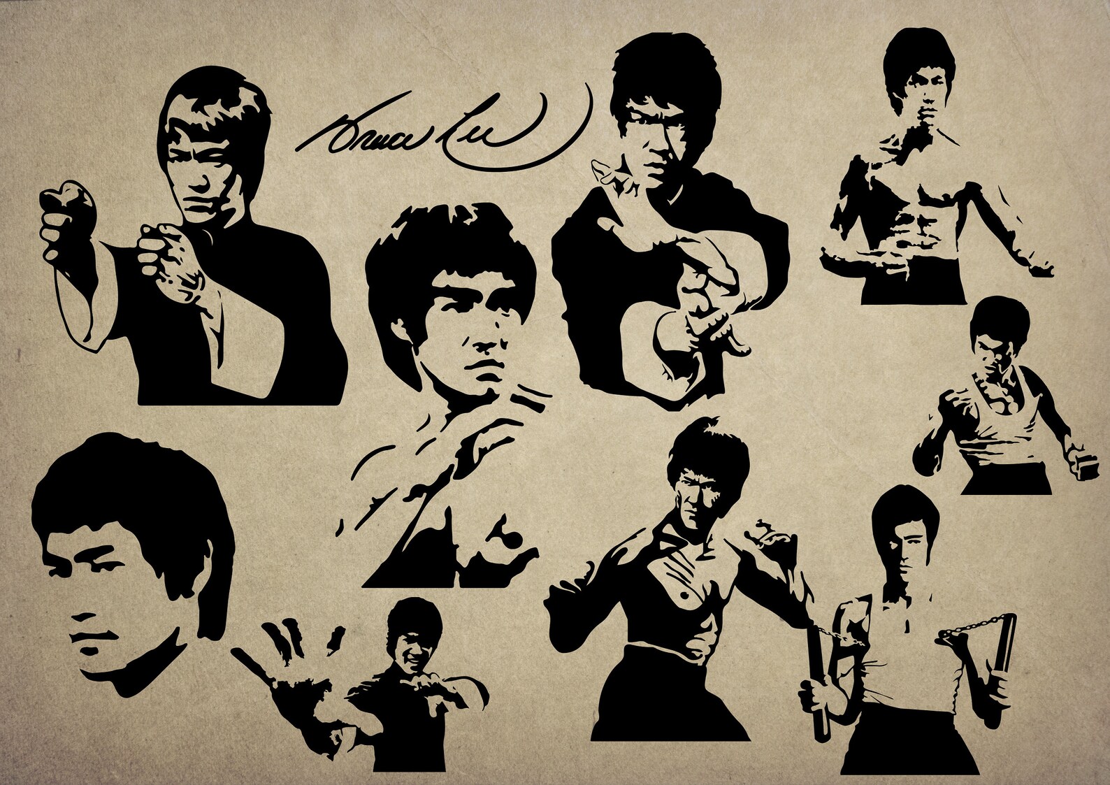 10 Digital SVG PNG JPG Bruce Lee Silhouette Vector - Etsy New Zealand