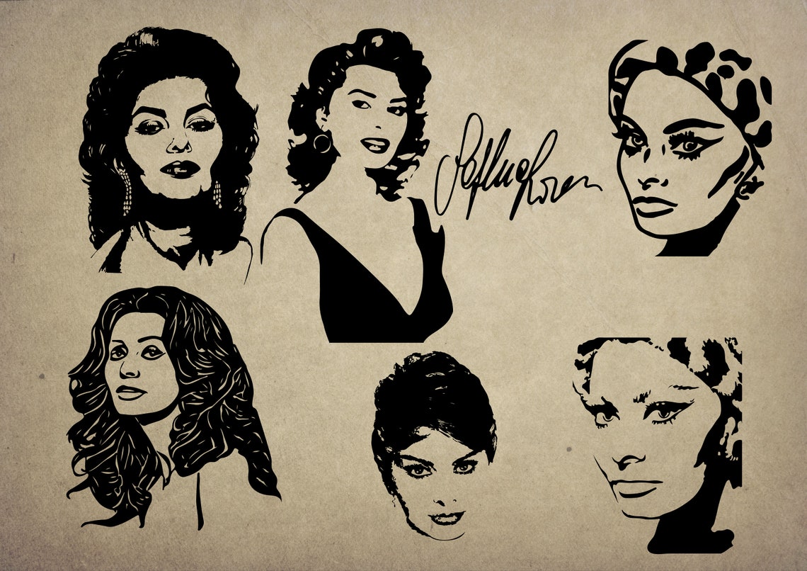 7 Digital SVG PNG JPG Sophia Loren Silhouette Vector - Etsy Australia