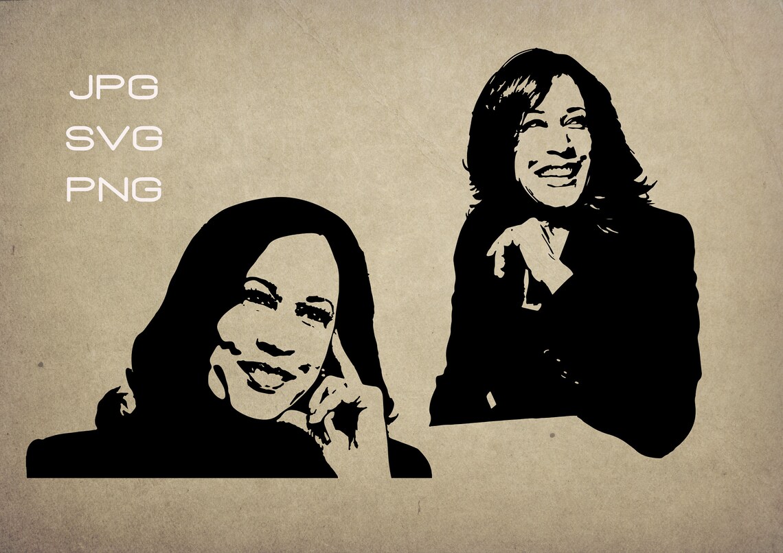 2 Digital SVG PNG JPG Kamala Harris , Silhouette, Vector, Clipart ...